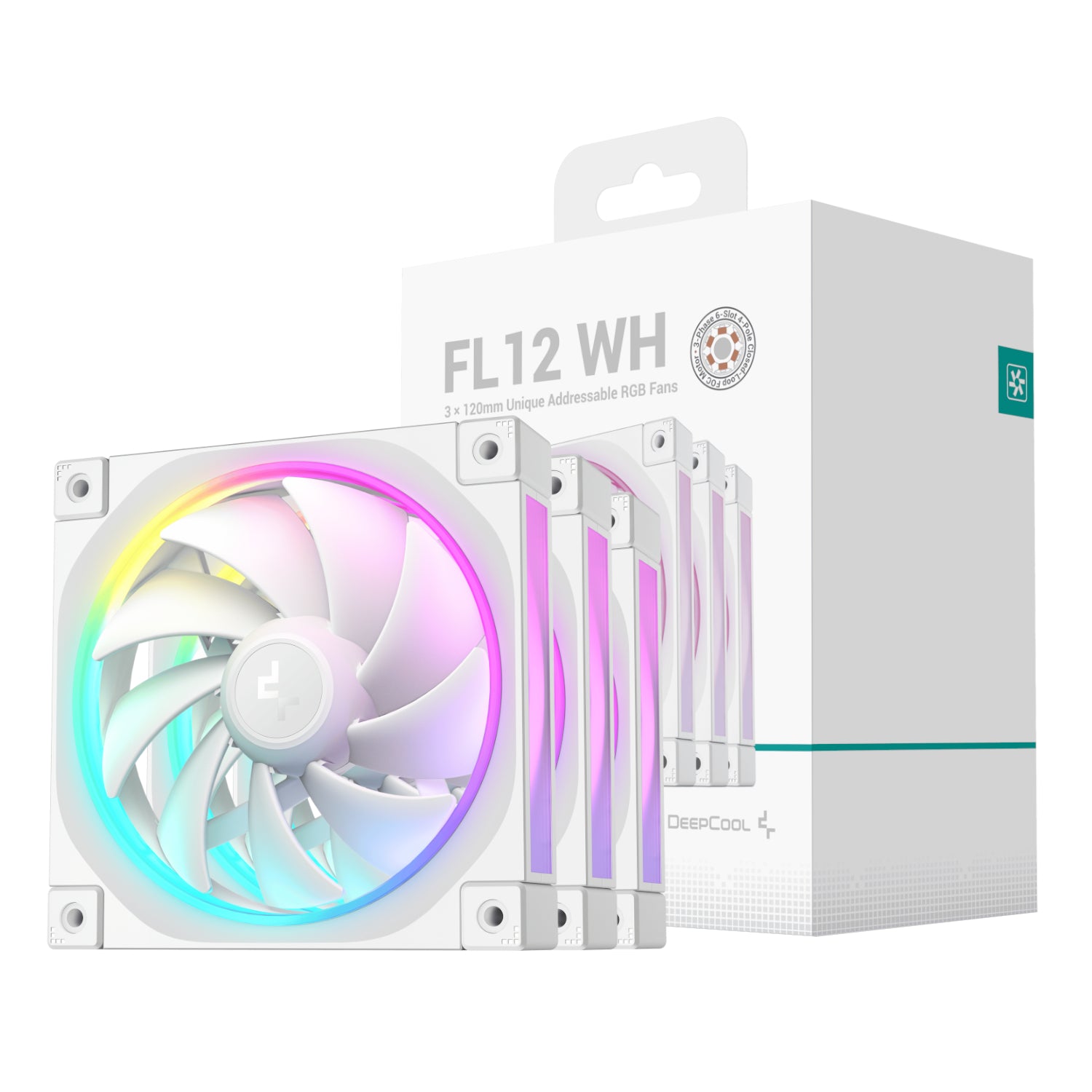 DeepCool FL12 3-in-1 ARGB 120mm Fan 3 Pack - White – TechTic